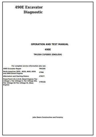 Pdf TM1504 John Deere 490E Excavator Diagnostic and Test Service Manua ...