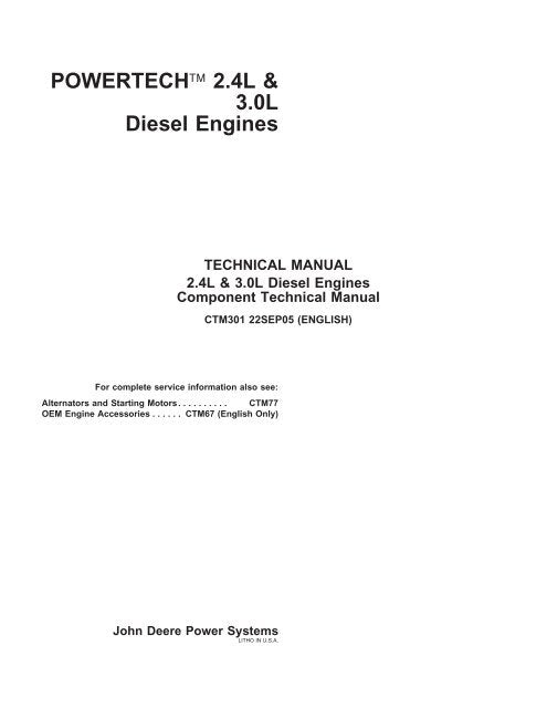 CTM301 - John Deere PowerTech 2.4L 3.0L Diesel Engine Repair Service M ...