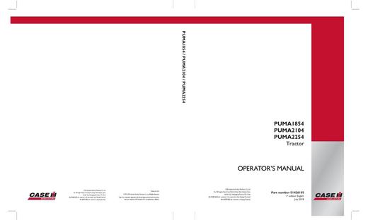 PDF Case IH PUMA 1854 2104 2254 Tractor Operator’s Manual 51426105 ...