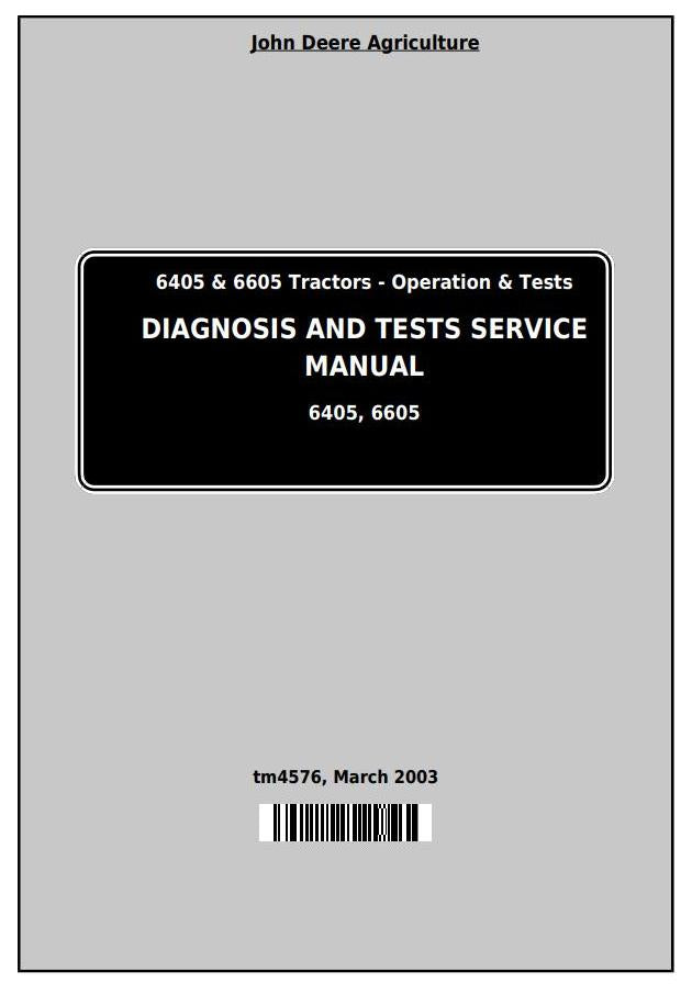 Pdf TM4576 John Deere 6405 6605 Tractor NA Diagnostic and Test Service ...